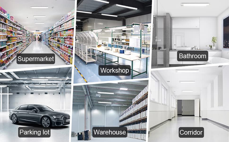 Super Bright LED Tube Light Fixture 2FT, 5000K Utility Shop Lights, IP66 Waterproof Garage Light, Ceiling and Under Cabinet Lighting, 30W 3300LM Tube Light for Bedroom Workbench Garage Kitchen Office
