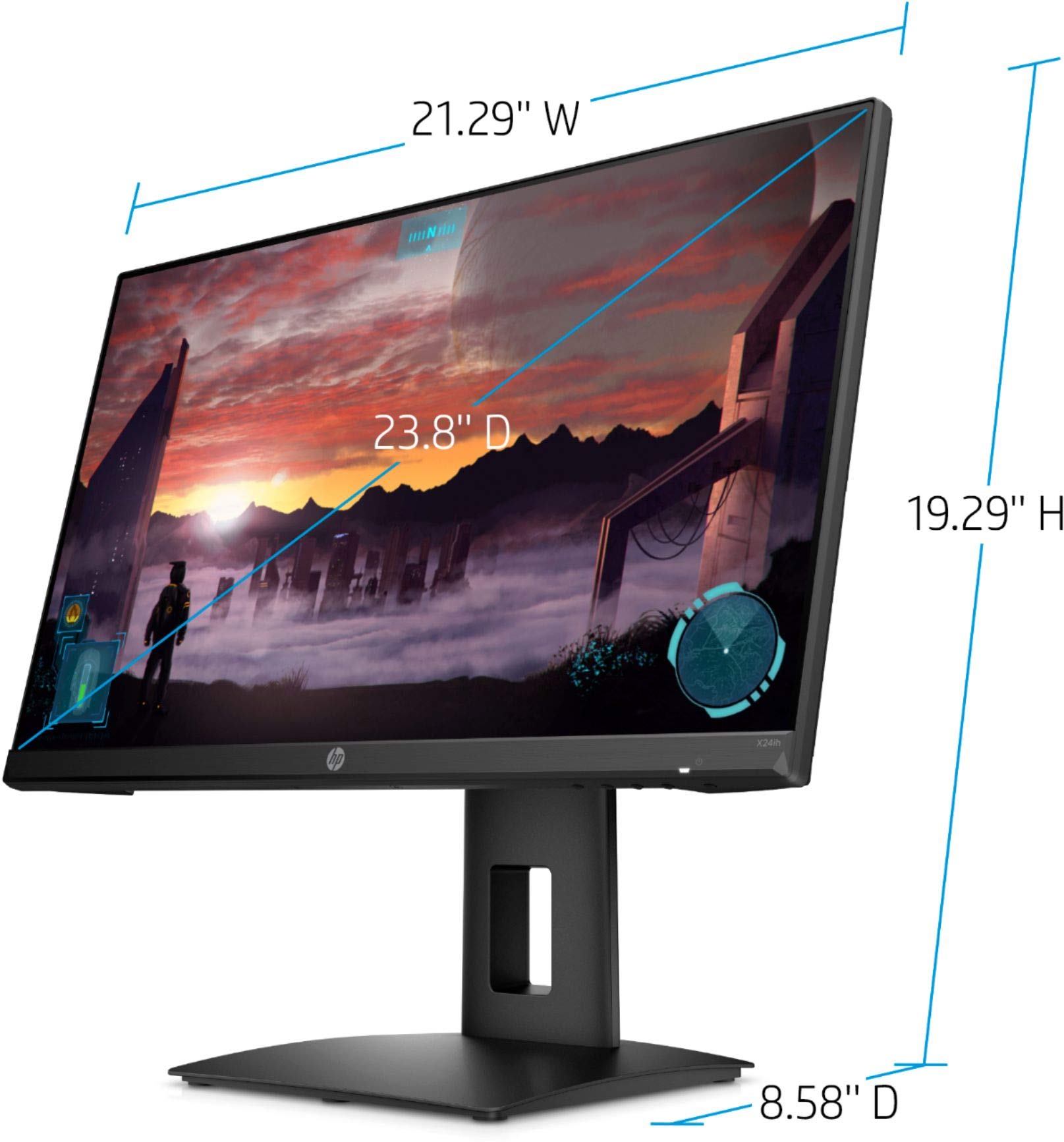 HP 24" FHD 144Hz 1ms GTG IPS LED FreeSync Gaming Monitor (X24ih) - Black