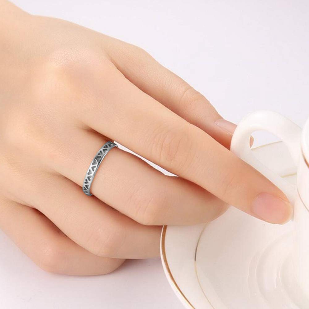 Jude Jewelers 3mm Stainless Steel Heart Shaped Stackable Wedding Band Promise Ring (Silver, 10)