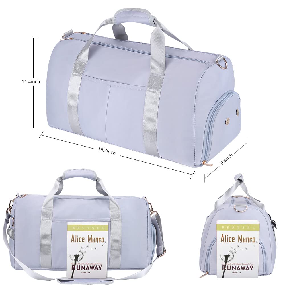 ICEIVY Gym Duffle Bag Dry Wet Separated Gym Bag Sport Duffle Bag Training Handbag Yoga bag with Extra Drawstring Backpack for man and women (Grey-Upgrade) Large