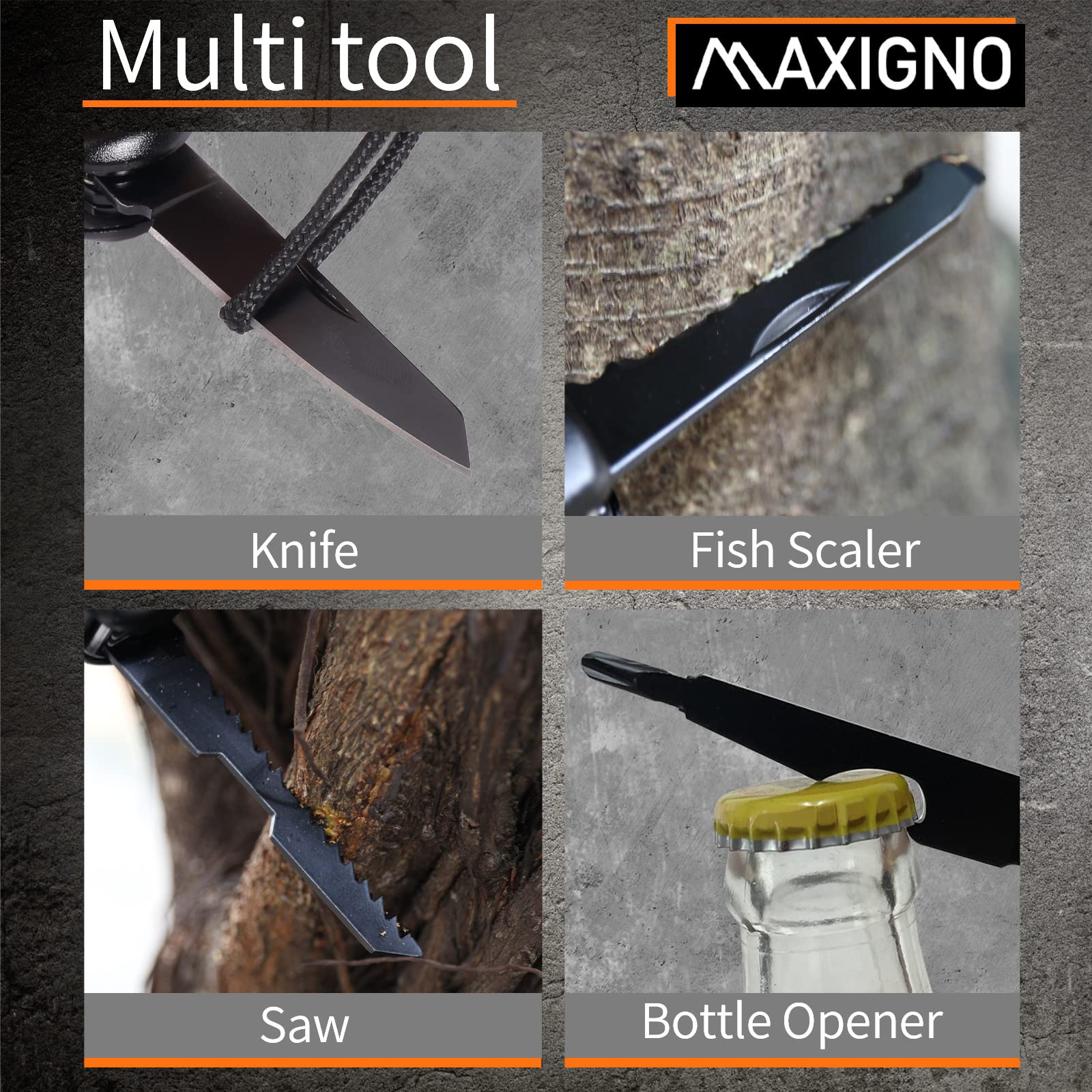 Maxigno Multitool Hammer, 12 in 1 Mini Multi Tools Camping Gear Survival Tool for Men, Gifts for Men Dad Boyfriend Husband