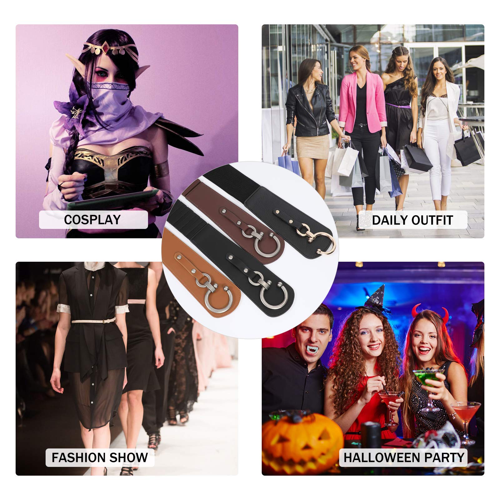 JASGOOD Women's Fashion Vintage Wide Elastic Stretch Waist Belt With Interlock Buckle Halloween Belt