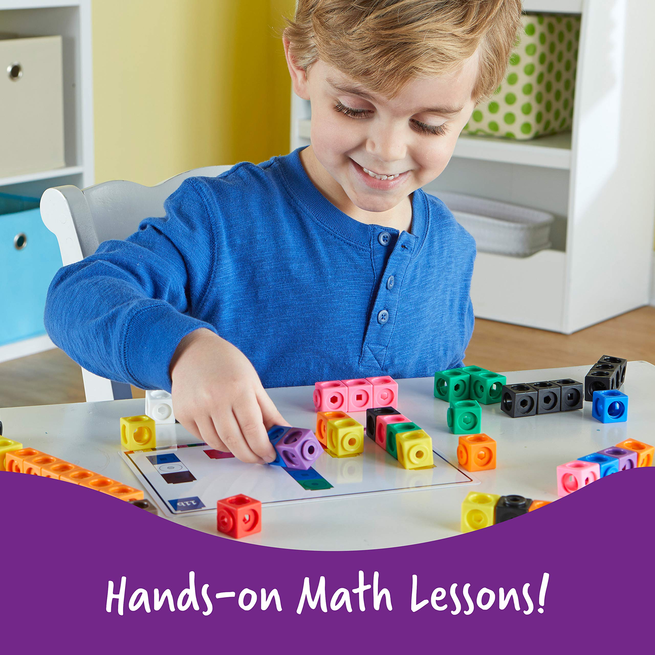 Learning Resources MathLink Cubes Early Math Activity Set - 115 Pieces, Ages 4+, Kindergarten STEM Activities, Linking Cubes, Connecting Cubes