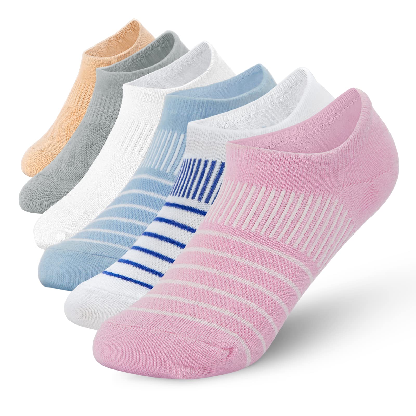 NUHEEL Womens Low Cut Ankle Socks Athletic Ankle No Show Socks Anti-slid Cushioned Running Cotton Mix-colors 6 Pairs