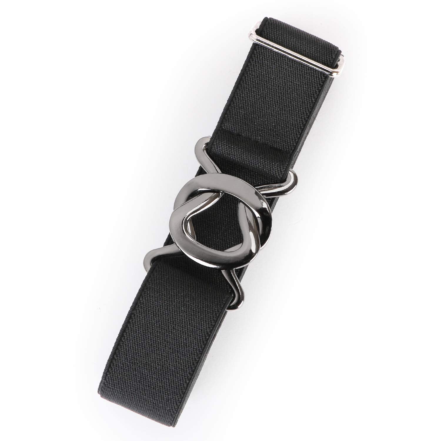 JASGOOD Womens Invisible Belt Comfortable Elastic Adjustable No Show Web Belt Metal Buckle Belt, A-Black,US Size 0-14
