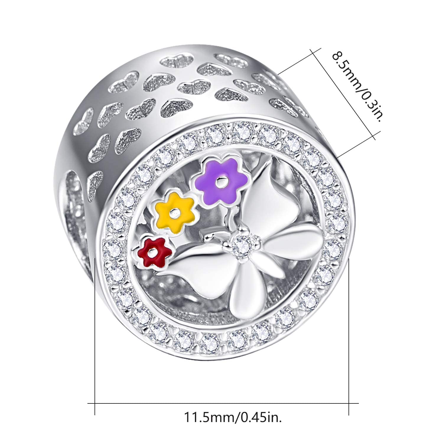 KINGWHYTE Buttefly Charm Beads S925 Sterling Silver Butterfly Beads Diy Pendant Charm Beads Jewelry Gifts for Women