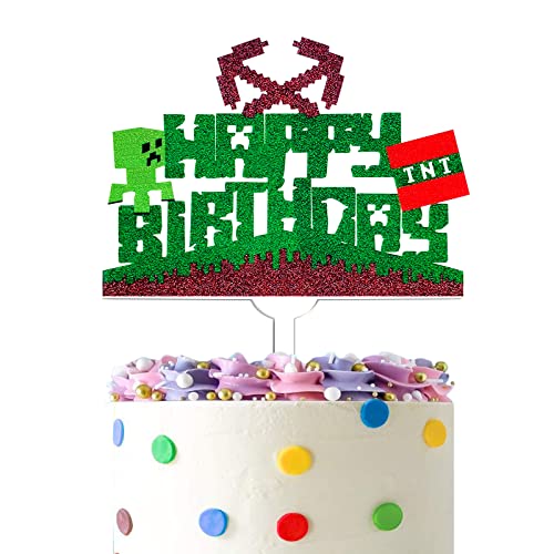 Large Size Acrylic Birthday Cake Topper - Video Game Theme Party Decoration Supply for Unisex Children