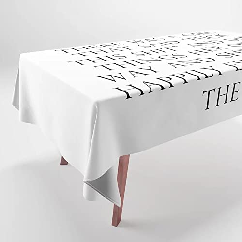 NUER White Alphabet Pattern Printed Tablecloth Home Decor Rectangular Party Tablecloth Stain Resistant Tablecloth Dust Cloth A15 140x210cm