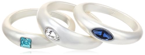 Lucky Brand Set Stone Modern Ring Stack,Silver, Size 7