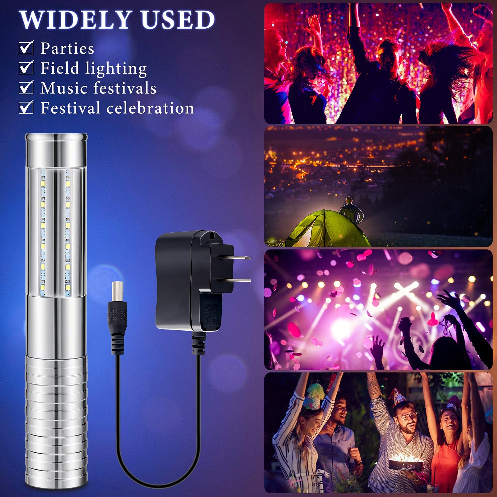 LED Strobe Baton Light LED Bottle Service Light Reusable LED Light Champagne Bottle Handheld Light for Party Concert Event Outdoor (Gold Silver)