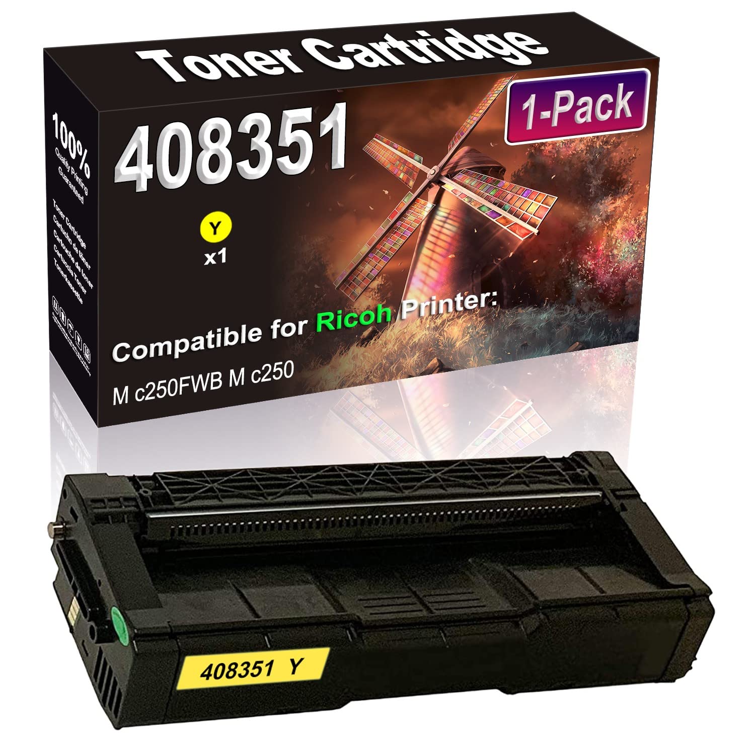 Kolasels 1-Pack (Yellow) Compatible M c250FWB M c250 Toner Cartridge (High Capacity) Replacement for Ricoh M C250 408351 Printer Cartridge