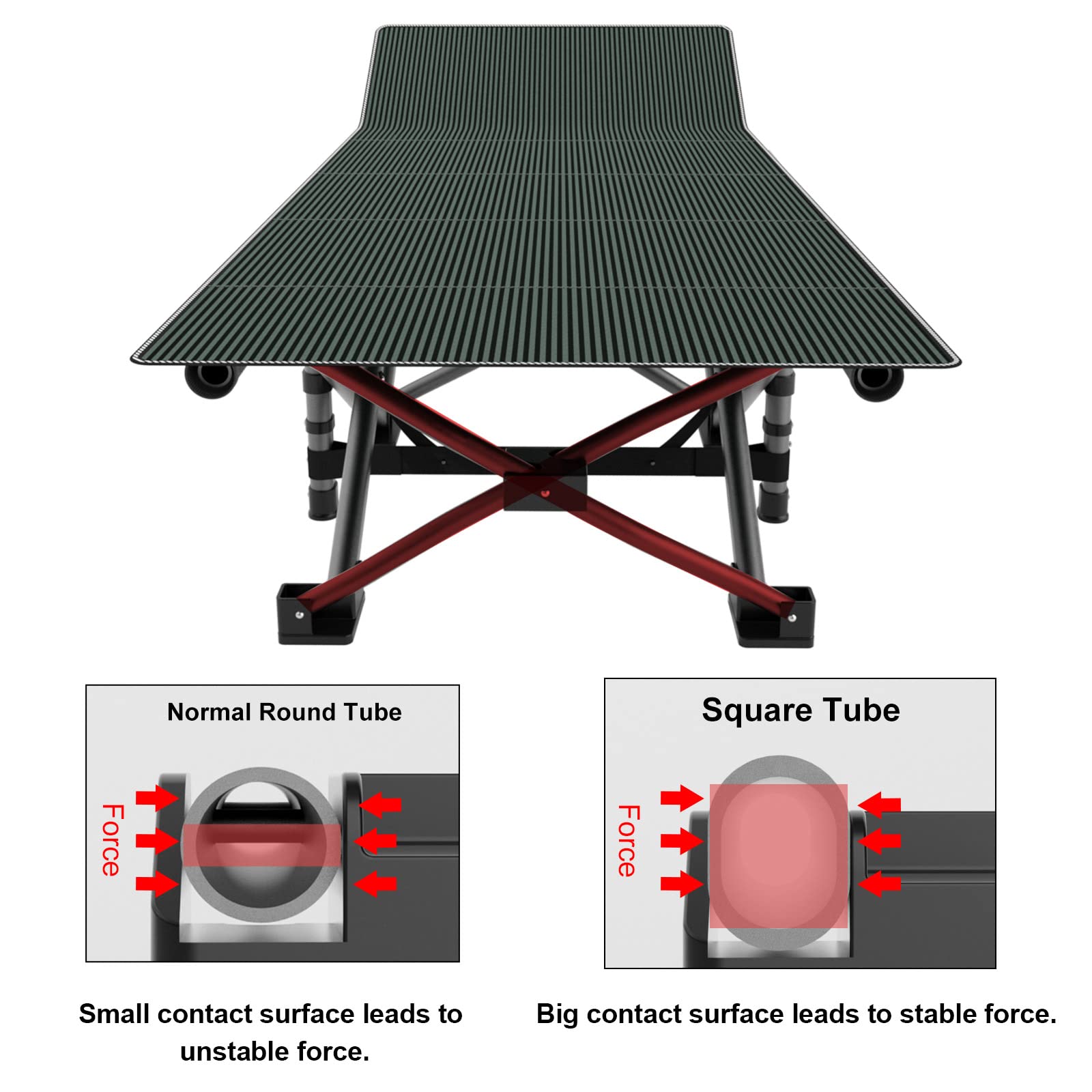 NUOBILI Camping Cot for Adults Comfortable, Tent Folding Cot for Sleeping, Lightweight Folding Bed with Carry Bag for Kids Supports 450 Lbs, Office Nap and Beach Vocation