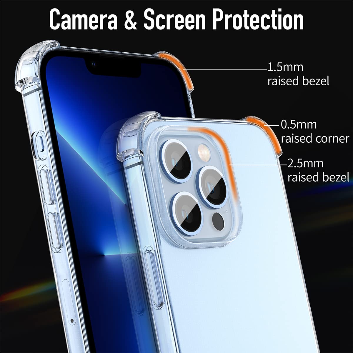 MOCOLL Crystal Clear Case Compatible with iPhone 13 Upgraded Shockproof Buffer Airbag Protective Ultra-Thin Slim Anti-Yellowing Case for 6.1 inch- Clear