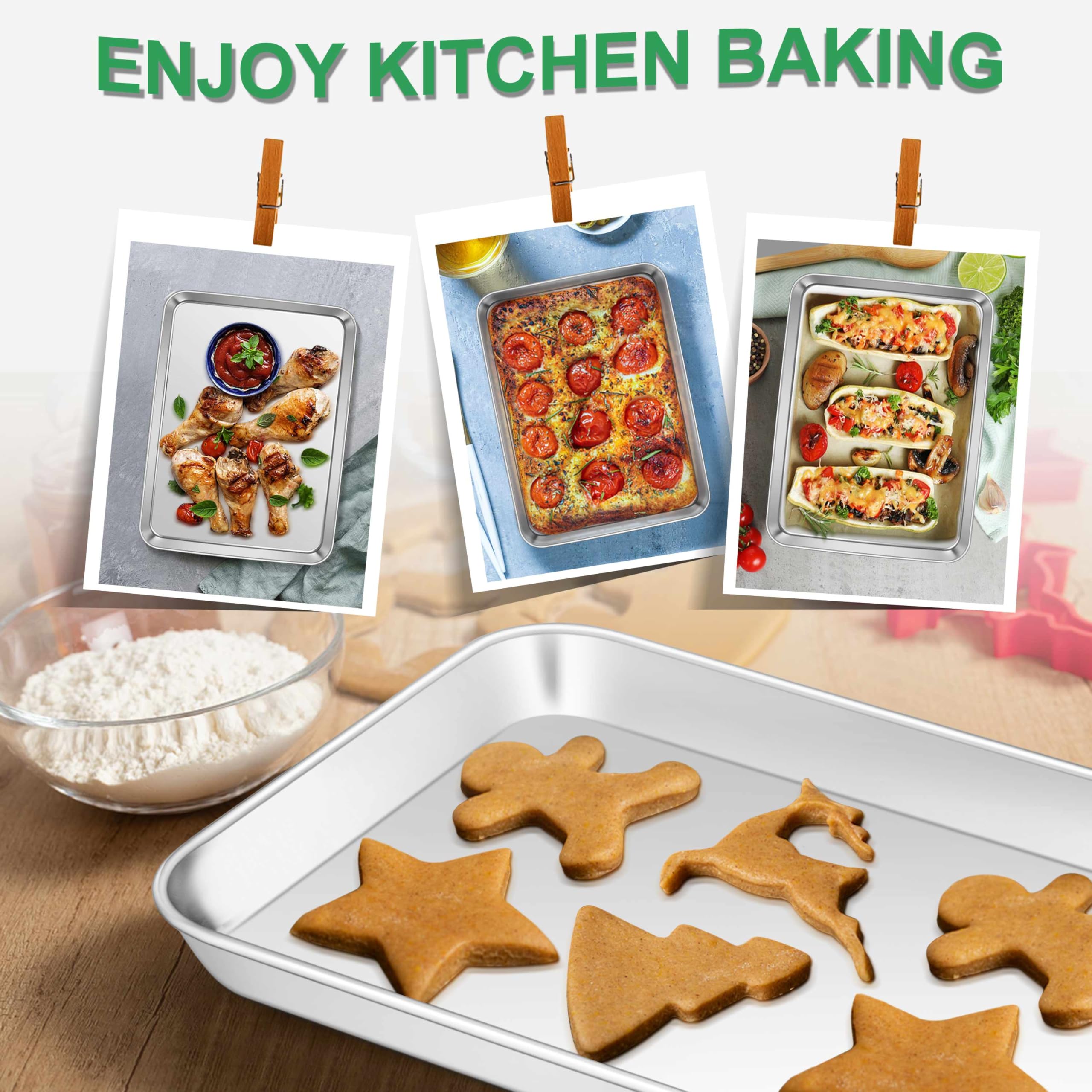 Joyair 9 Inch Toaster Oven Baking Pan, Professional Stainless Steel Small Bakeware Metal Tray for Roasting & Grilling, Bake Cookie/Bacon/Bread, Rust-free & Non-toxic, Dishwasher Safe & Easy Clean