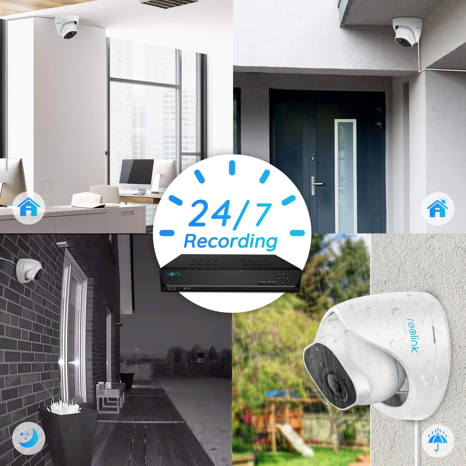 REOLINK 4K Security Camera System, 4pcs 4K PoE Security Cameras Wired with Motion Detection, 8MP/4K 8CH NVR with 2TB HDD for 24-7 Recording, RLK8-800D4 (Renewed)
