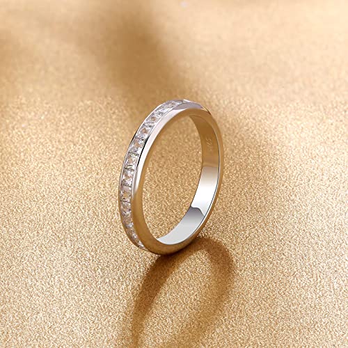 KRKC Engagement Rings for Women Promise Ring Eternity Rings 925 Sterling Silver White Gold CZ Wedding Bands Love Ring Stackable Ring Bridal Ring Sets, (3-Stone, Size 11)