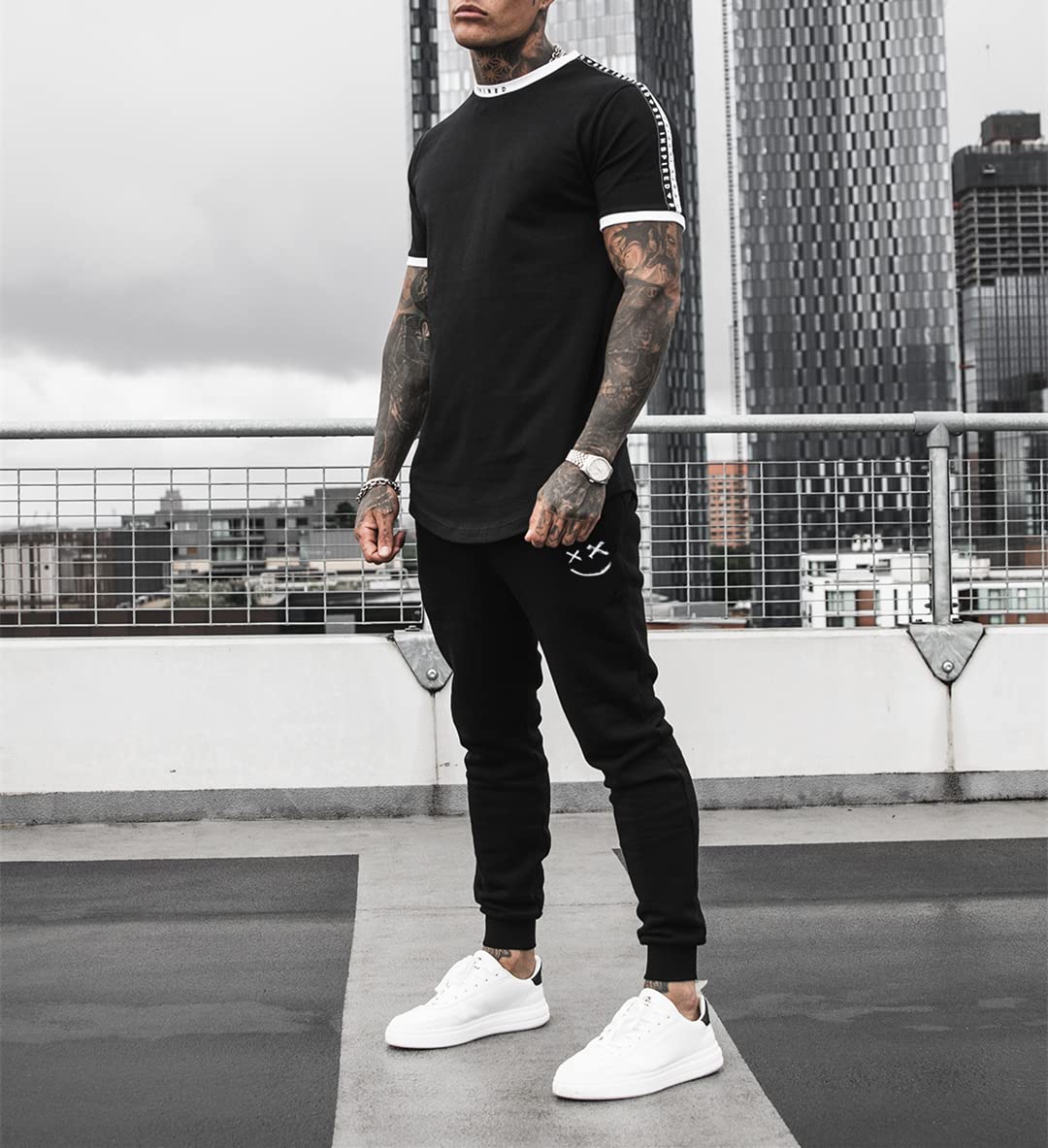 JMIERR Mens Sweatpants Tapered Track Gym Running Joggers Sweat Pants Athletic Pants with Drawstring and Pockets 2024, XL, Black