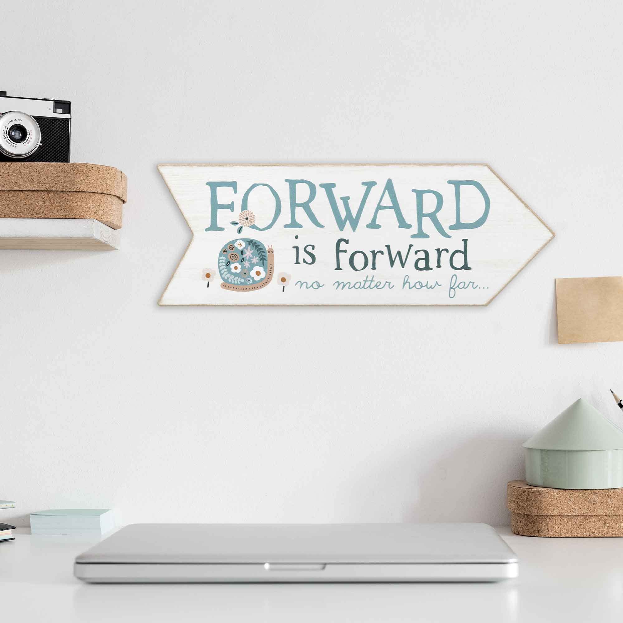 Open Road Brands Forward is Forward No Matter How Far Arrow Wood Wall Decor - Cute Inspirational Wall Art for Home