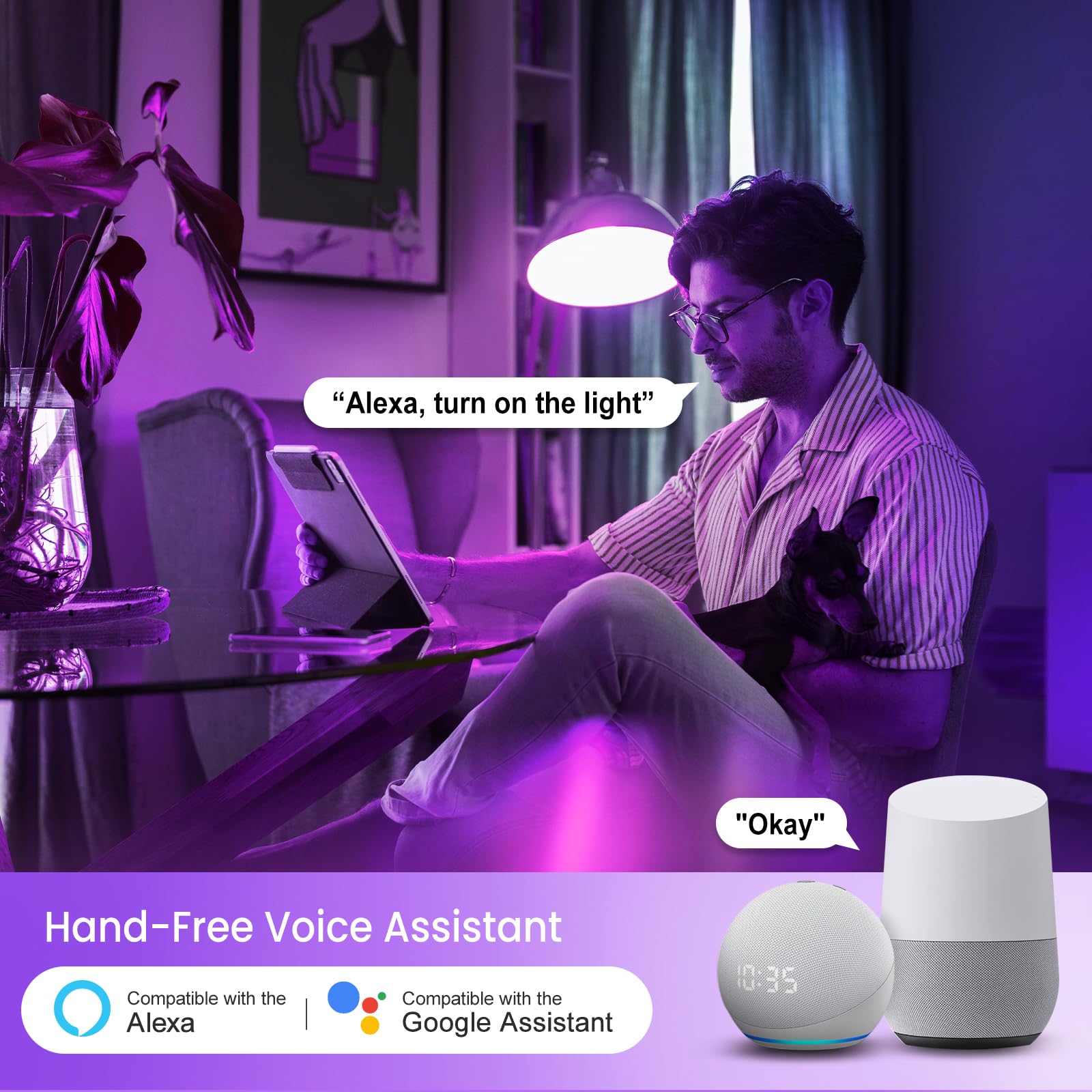 LEDEPLY WiFi G9 Smart Bulb, RGBCW, 3.5W=40W, Compatible with Alexa Google Home, Dimmable, Tunable White(2700k-6500k), Smart LED Bulb Remote Control