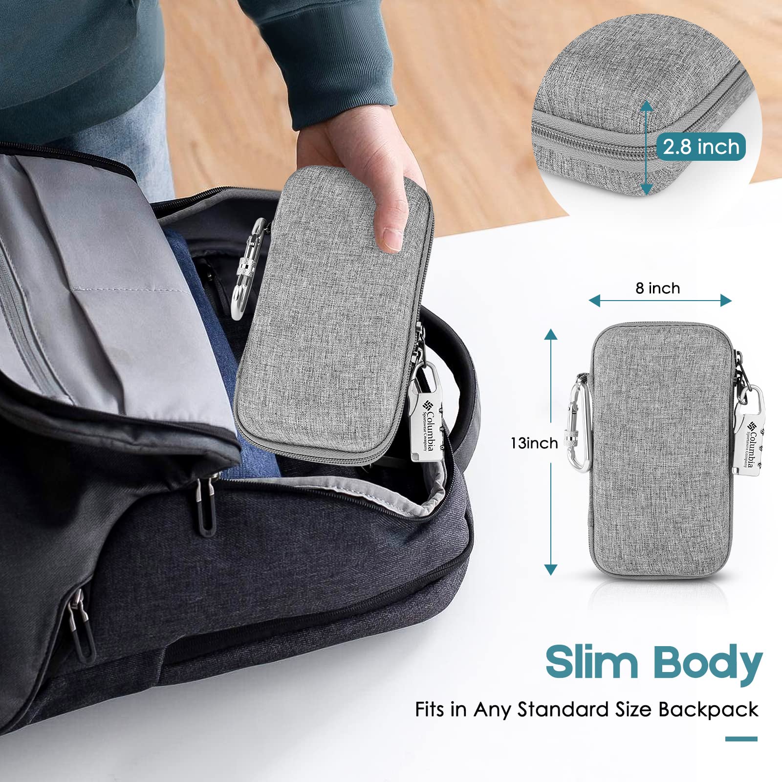 LEWOTE Accessories Kit Compatible with Insta360 GO 3 [Silicone Camera Case Cover and Lens Cap][2Pcs 3D Screen Protector Film][Carrying Case Bag with Auto Locking Carabiner and Anti-loss Lock] (Gray)