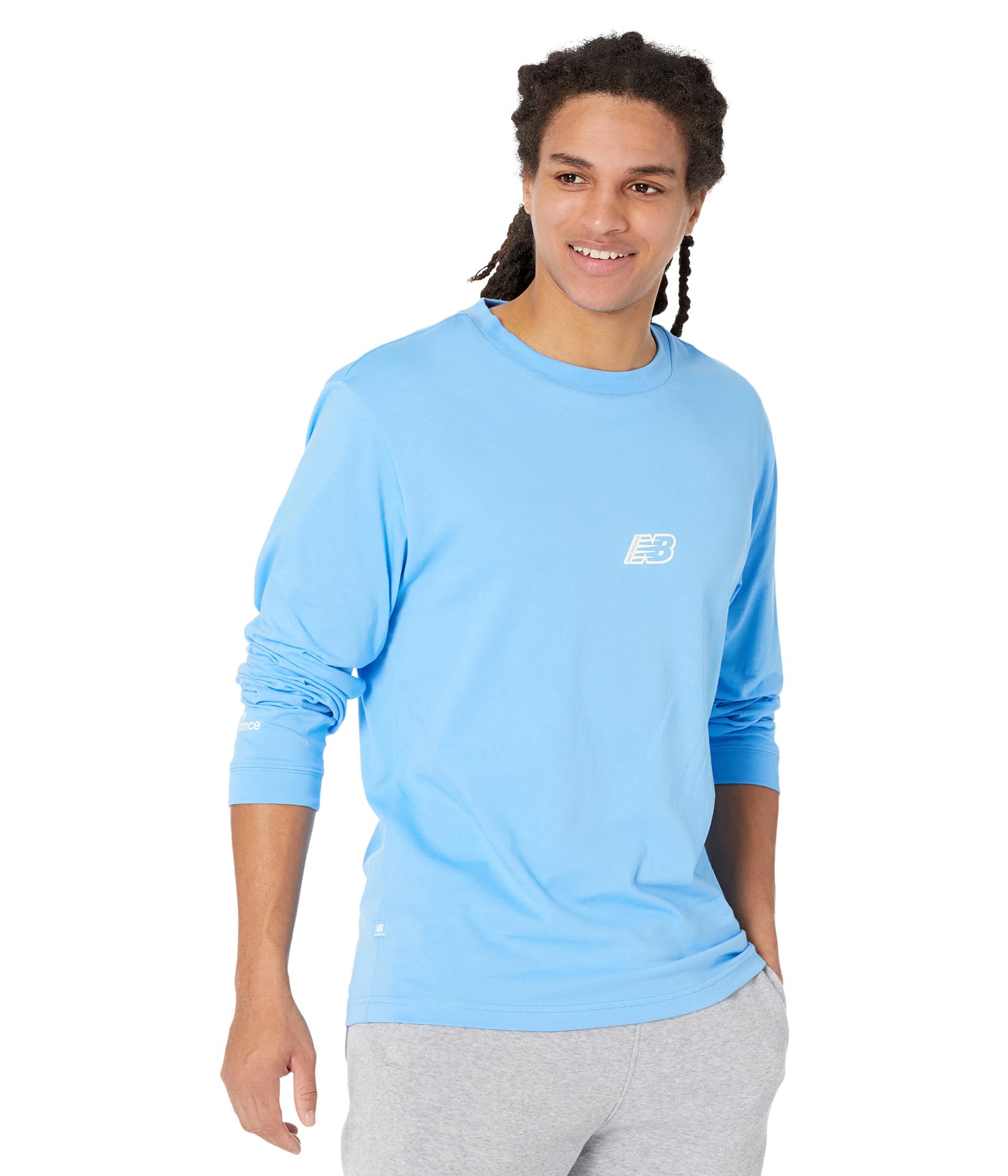New Balance Men's NB Essentials Seasonal Long Sleeve, Sky Blue, Medium