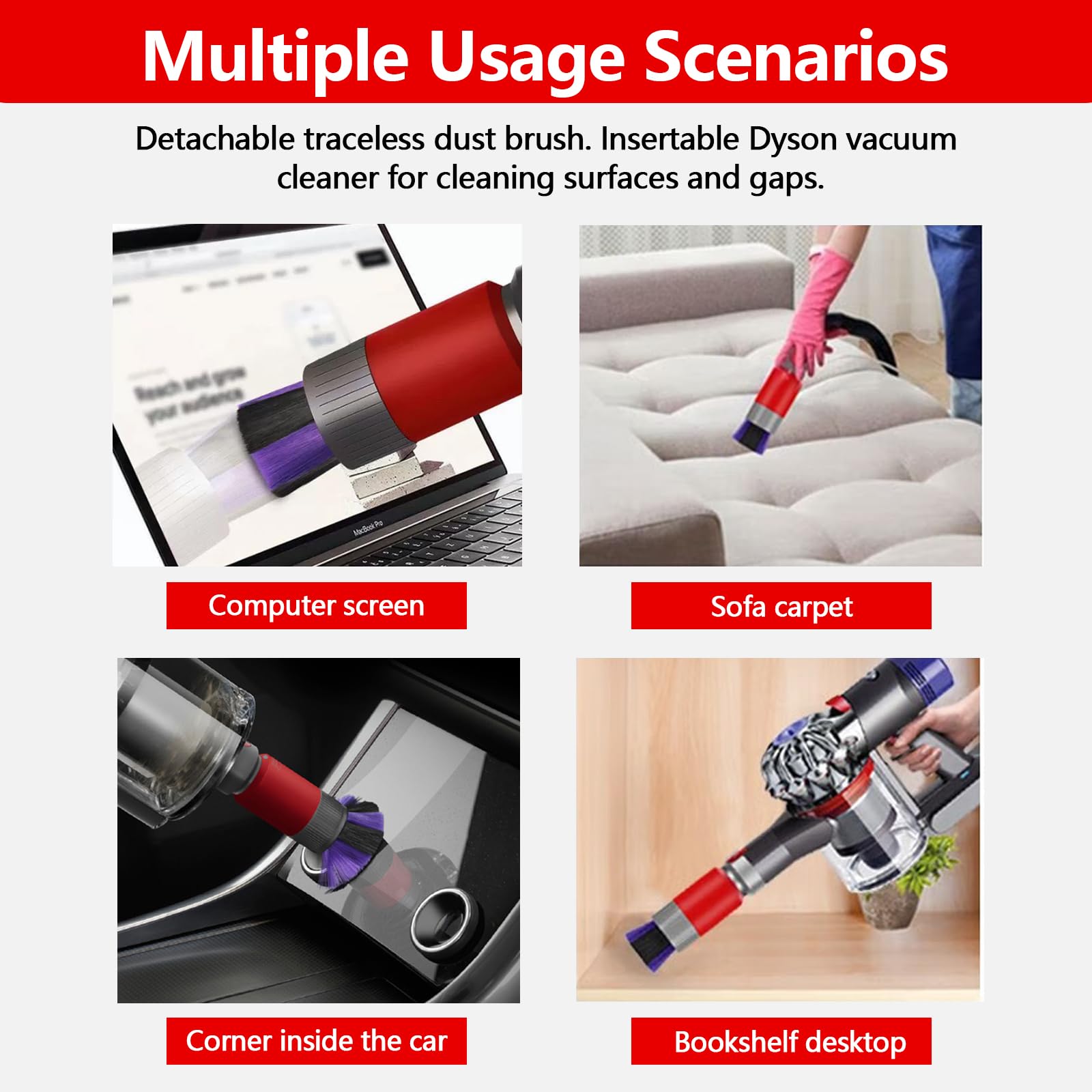 Jaswqaz Traceless Dusting Brush Compatible with Dyson V7 V8 V10 V11 V15 V12 SV12 SV15 Vacuum Cleaner Replacement Part, Soft Bristle Dust Removal Brush