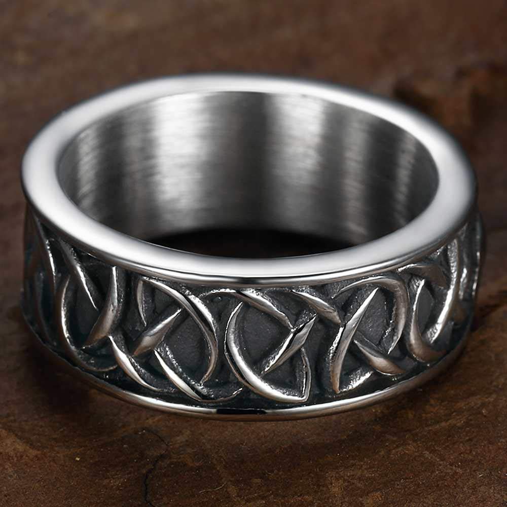 Jude Jewelers Stainless Steel Retro Vintage Style Celtic Knot Wolf Symble Wedding Band Cocktail Party Biker Ring (Silver, 10)