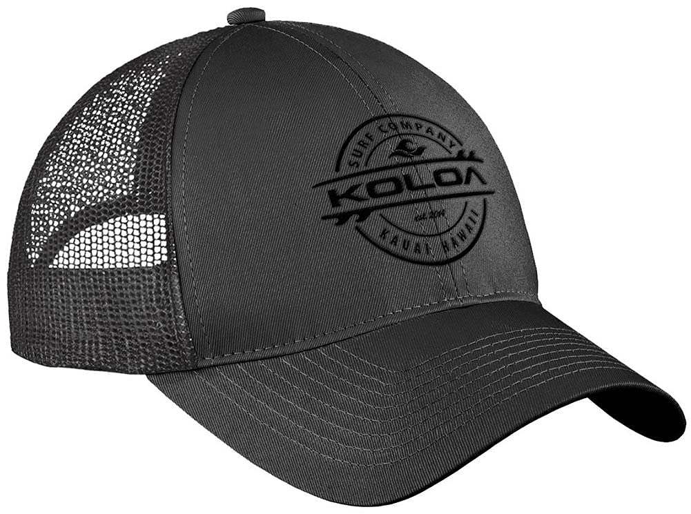 Joe's USA Koloa Surf Thruster Logo Old School Curved Bill Mesh Snapback Hat-Charcoal/b