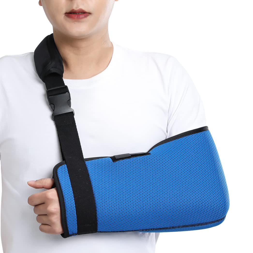Ledhlth Soft Foam Arm Sling Blue for Shoulder Men Women Arm Support Brace for Broken Collarbone Shoulder Immobilizer for Shoulder Injury