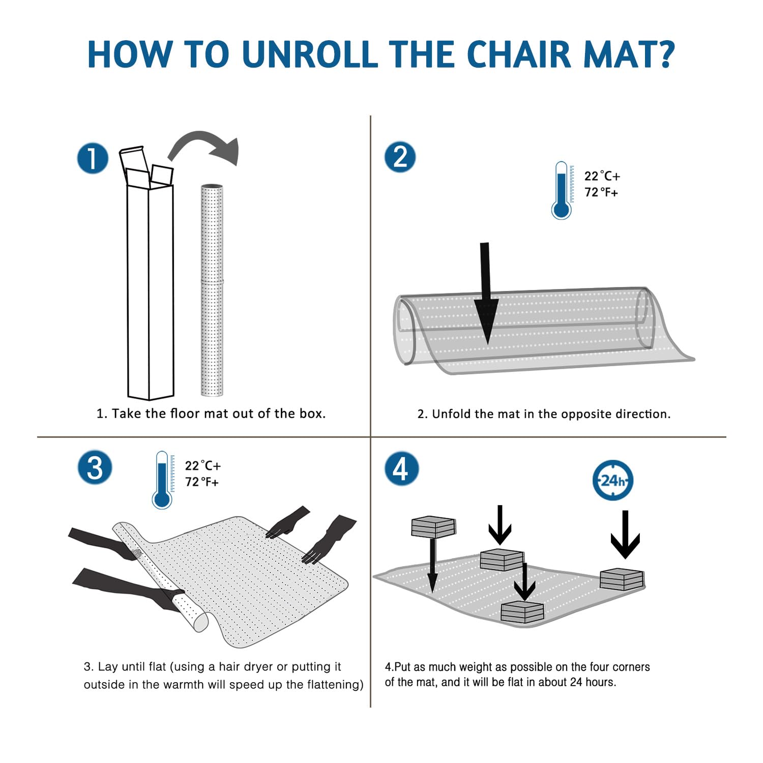 Large Office Carpet Chair Mat, 48” x 60” Desk Chair Mat for Low Pile Carpeted Floors, Easy Glide Floor Protector for Rolling Chair, Plastic Mat for Home, Office (Rectangle)