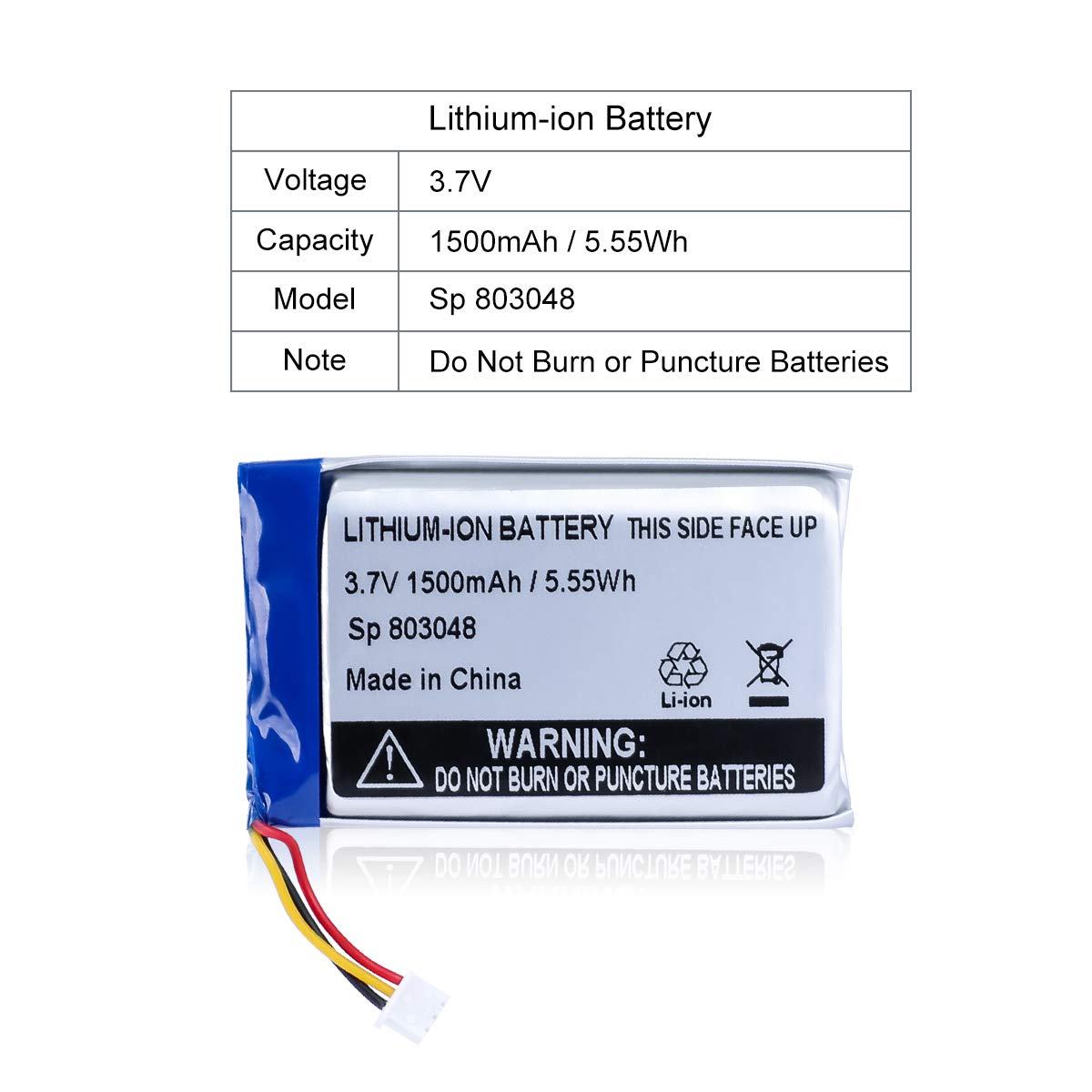 LANMU Replacement Sp 803048 Battery Compatible with Infant Optics DXR-8 Baby Monitor (Monitor Unit)