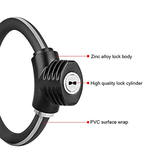 LEERIAN Bicycle Lock Portable Security Anti-Theft Ring Lock Alloy Bold Steel Cable Mountain Bike Lock with 2 Keys Student Gift,Black