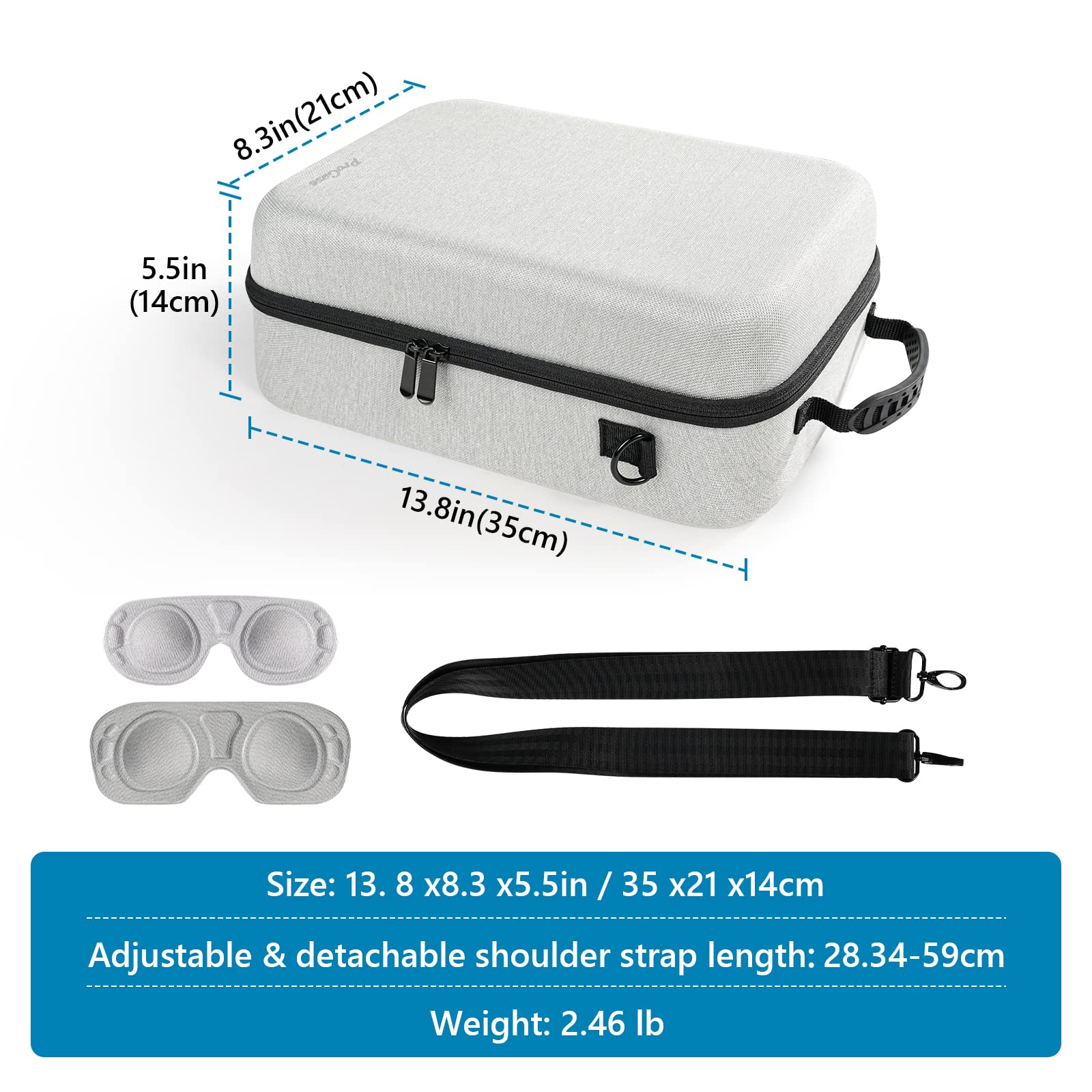 ProCase Travel Carrying Case for DJI Avata Pro-View Combo/Fly Smart Combo FPV, Portable Hard Carry Cover Organizer Bag for DJI Avata Drone, Fly More Accessories -Grey