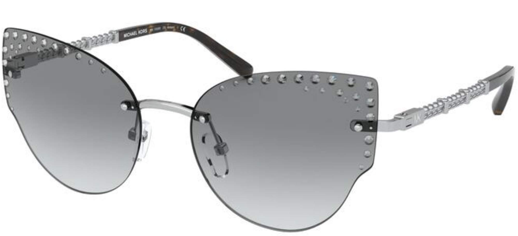 Michael Kors Woman Sunglasses Silver Frame, Grey Gradient Lenses, 57MM