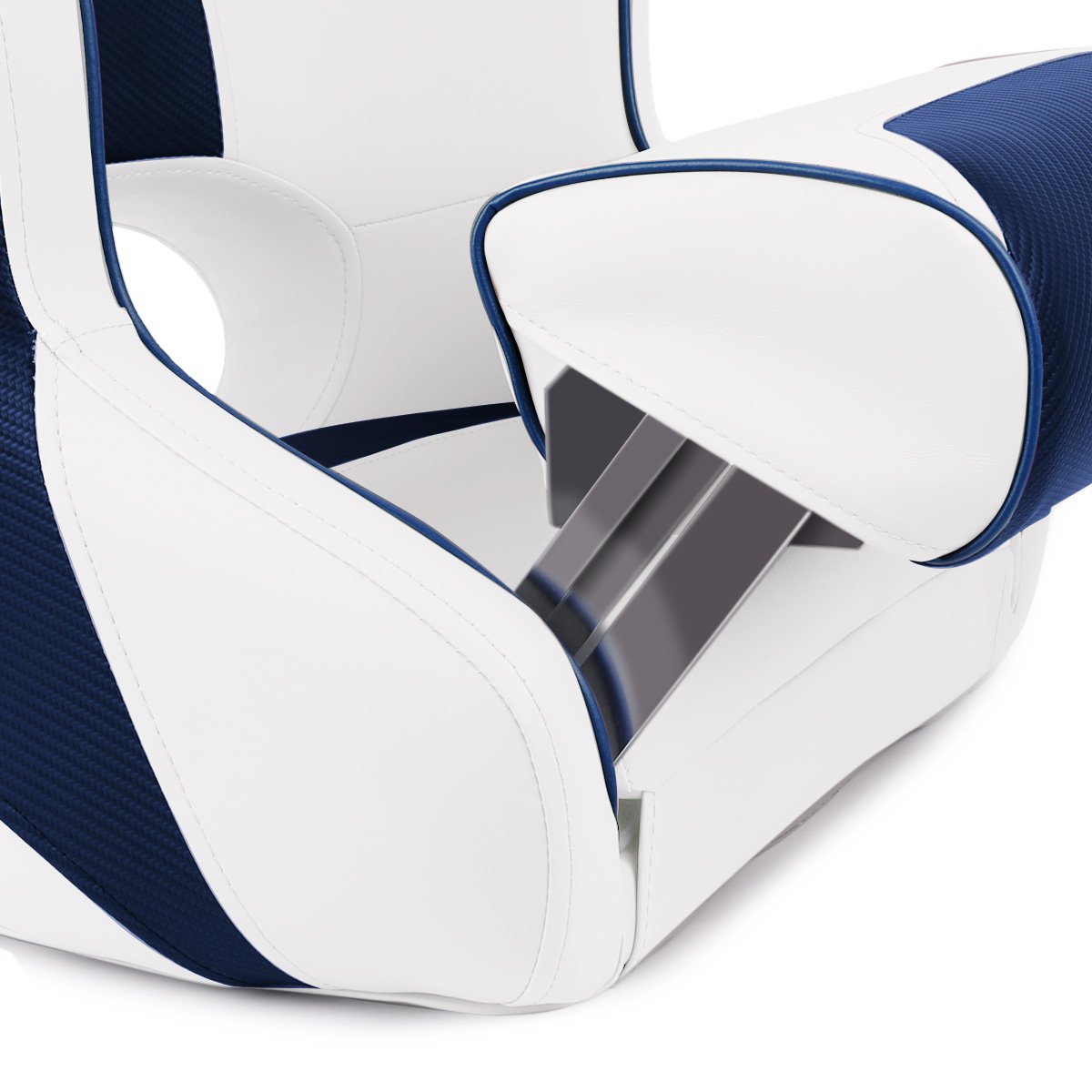 Leader Accessories Two Tone Captains Bucket Seat Boat Seat Premium Sports Flip Up Boat Seat(White/Blue,Blue Piping)