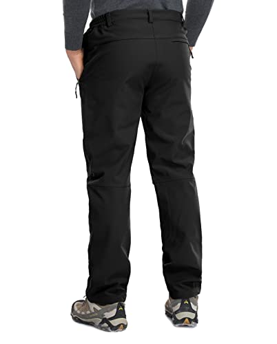 Lavenicole Men's Snow Ski Pants Waterproof Insulated Winter Hiking Snowboarding Pants Fleece Lined Black 36
