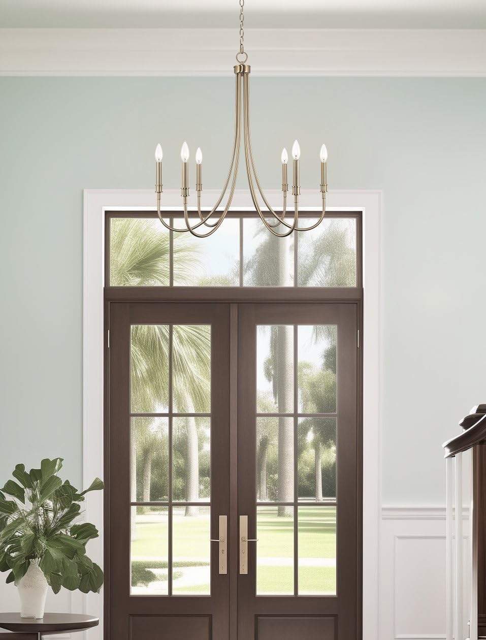 Kira Home Tuscany 30" 6-Light Modern Chandelier, Adjustable Hanging Height, Cool Brass Finish