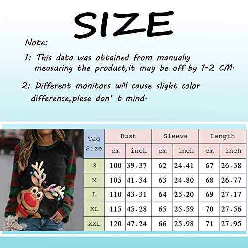 Shirt For Women Trendy Christmas Print Pullover Long Sleeve Sweatshirts Relaxed Fit Workout Tops Christmas Tops Black
