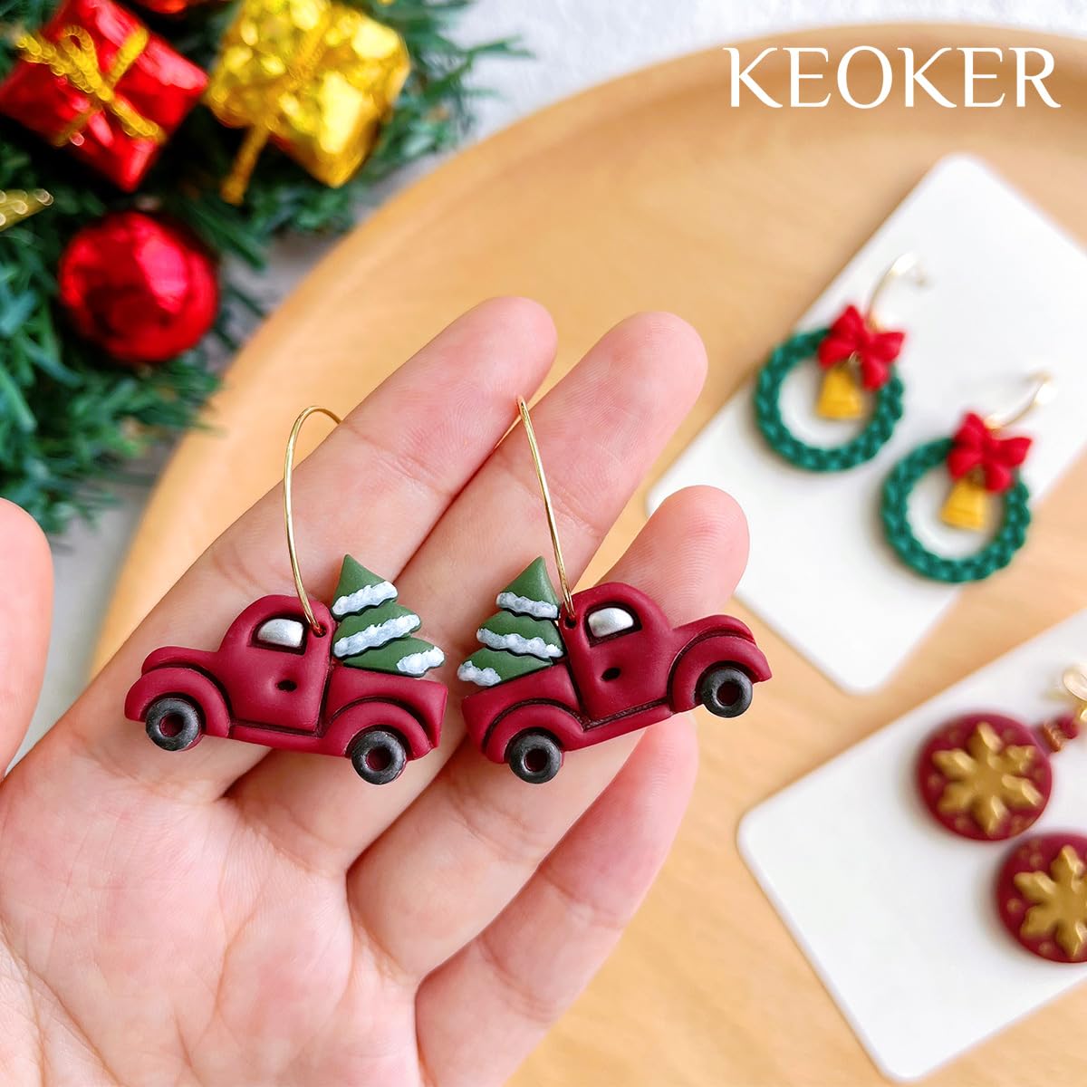 Keoker Christmas Clay Cutters, 31 PCS Christmas Polymer Clay Cutters for Earrings Making, 31 Shapes Mini Christmas Clay Earrings Cutters (ALL 2)