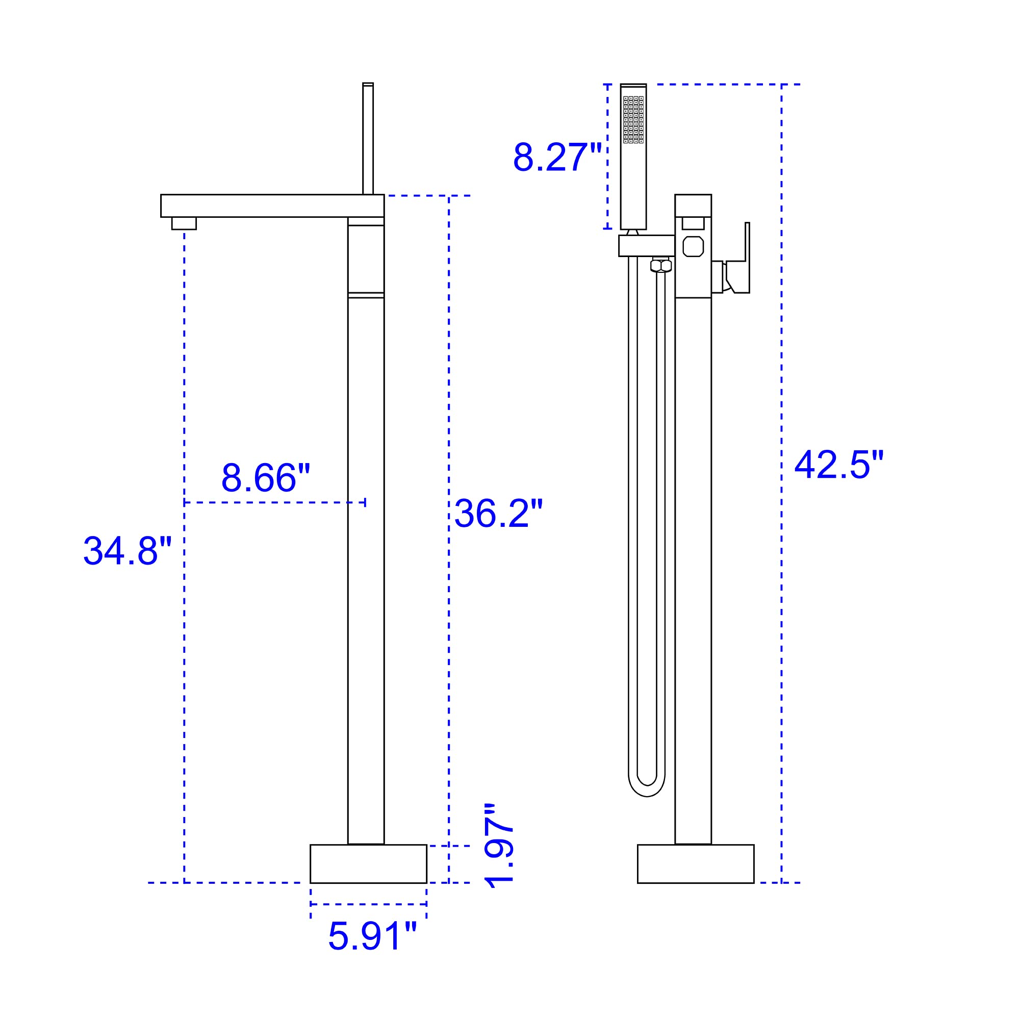 SHAMANDA Freestanding Bathtub Faucet Single Handle Bath Tub Filler Faucet with Hand Shower Brushed Gold, Floor Mount, FL801-3