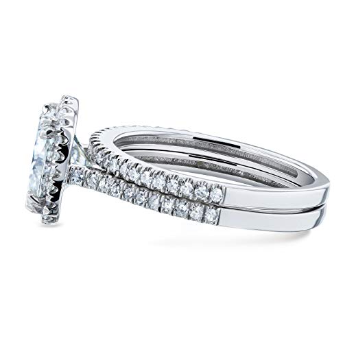 Kobelli Cushion Brilliant Moissanite Halo Bridal Wedding Rings Set 2 3/8 CTW 14k White Gold, 7