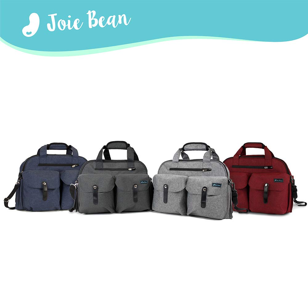 JOIE BEAN Tote Diaper Bag for Mom, Dad | Large Messenger Baby Bag with Shoulder Strap, Changing Mat, Insulated Pockets, Stroller Straps | Multi-Function Organizer Maternity Bag for Travel (Navy)