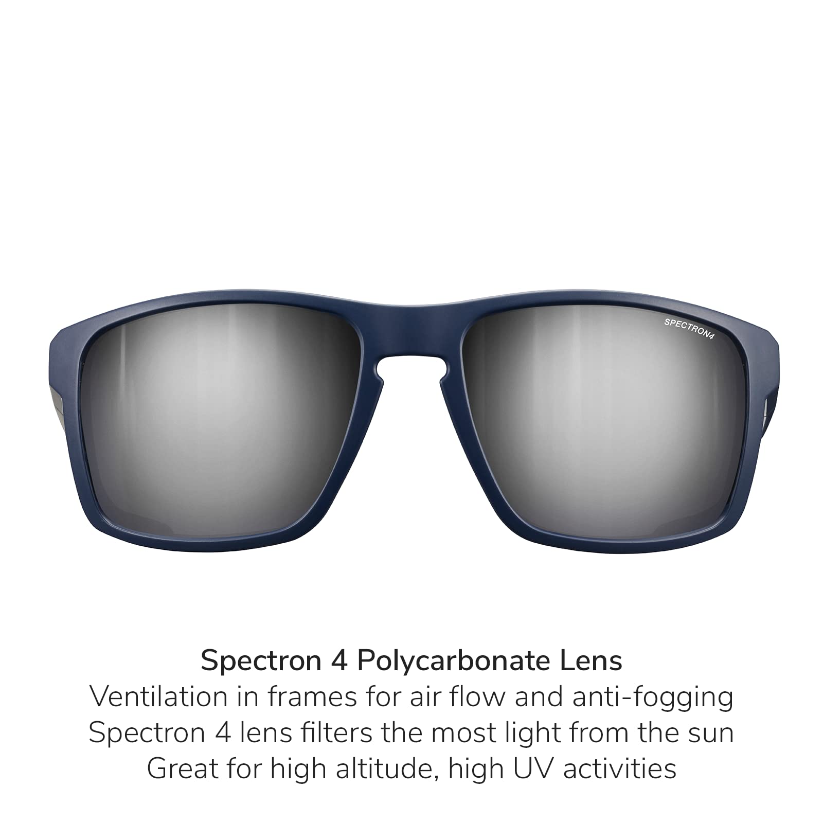 Julbo Shield Mountain Sunglasses, Dark Blue/Blue/Green Frame - Spectron Brown Lens w/Silver Mirror