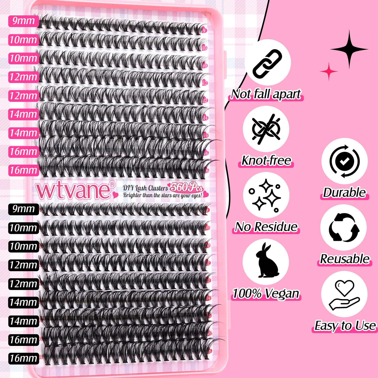 Lash Clusters Wispy Eyelash Extension D Curl Individual Lashes Clusters 10-16mm Natural Cluster Lashes DIY Lash Extension at Home 72Pcs by wtvane