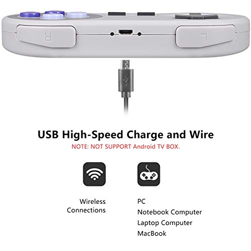 MODESLAB 2 Pack USB SNES Controller, PC Classic 2.4 GHz Super NES Retro Gamepad Compatible for PC Windows MAC Liunx Raspberry Pi - Purple