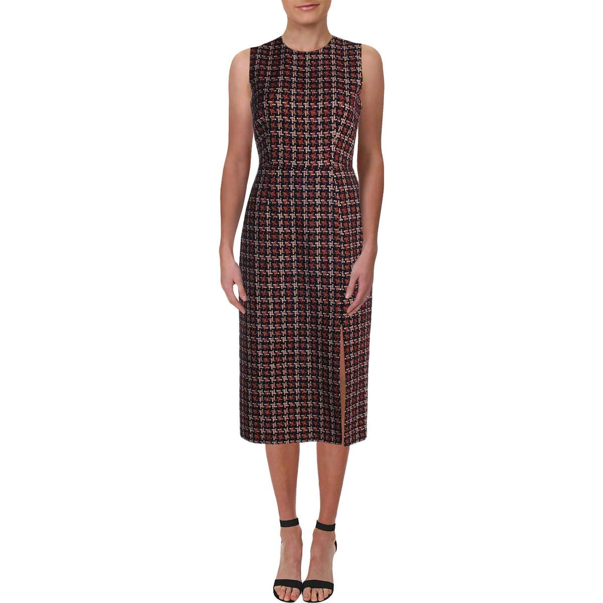 Jill Jill Stuart Women's Check Boucle Sleeveless Dress, Navy, 14