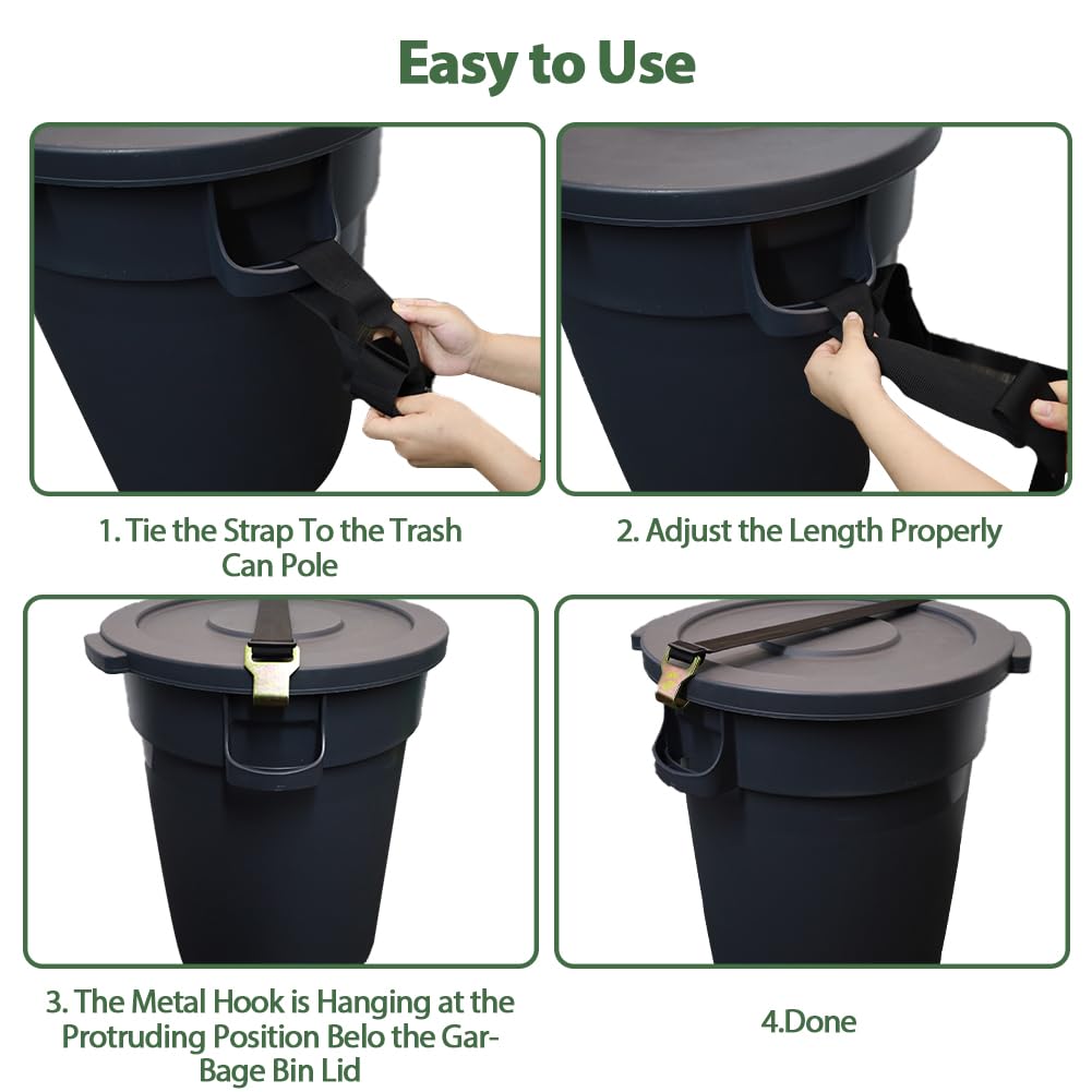 Trash Can Lid Locks, Garbage Can Locks for Animals, Outdoor Bear Proof Trash Can Strap for Raccoon Repellent、Rodent、Squirrel、Dog, Locking Garbage Can During Strong Winds