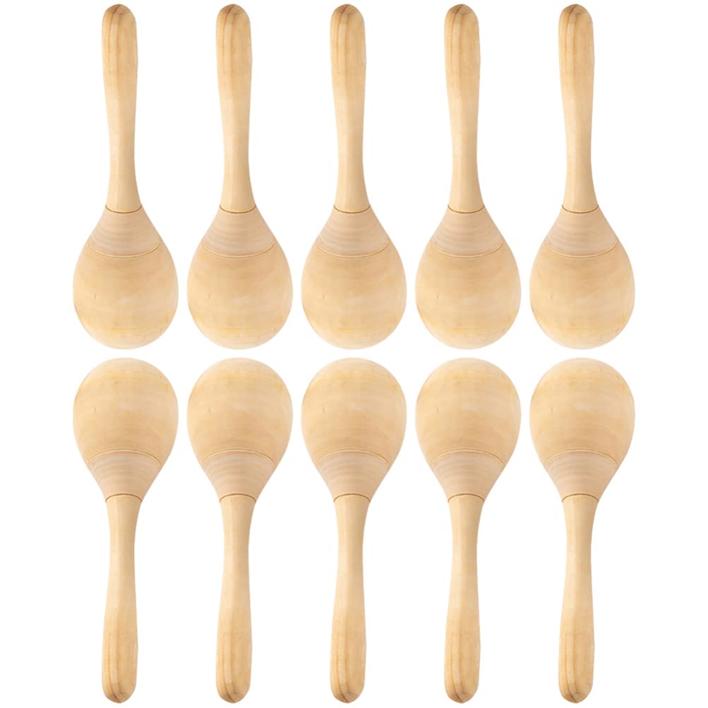 MAGICLULU 10pcs Maracas Hand Percussion Rattles DIY Wood Maracas with Crisp Blow Sound for Music Party Favors