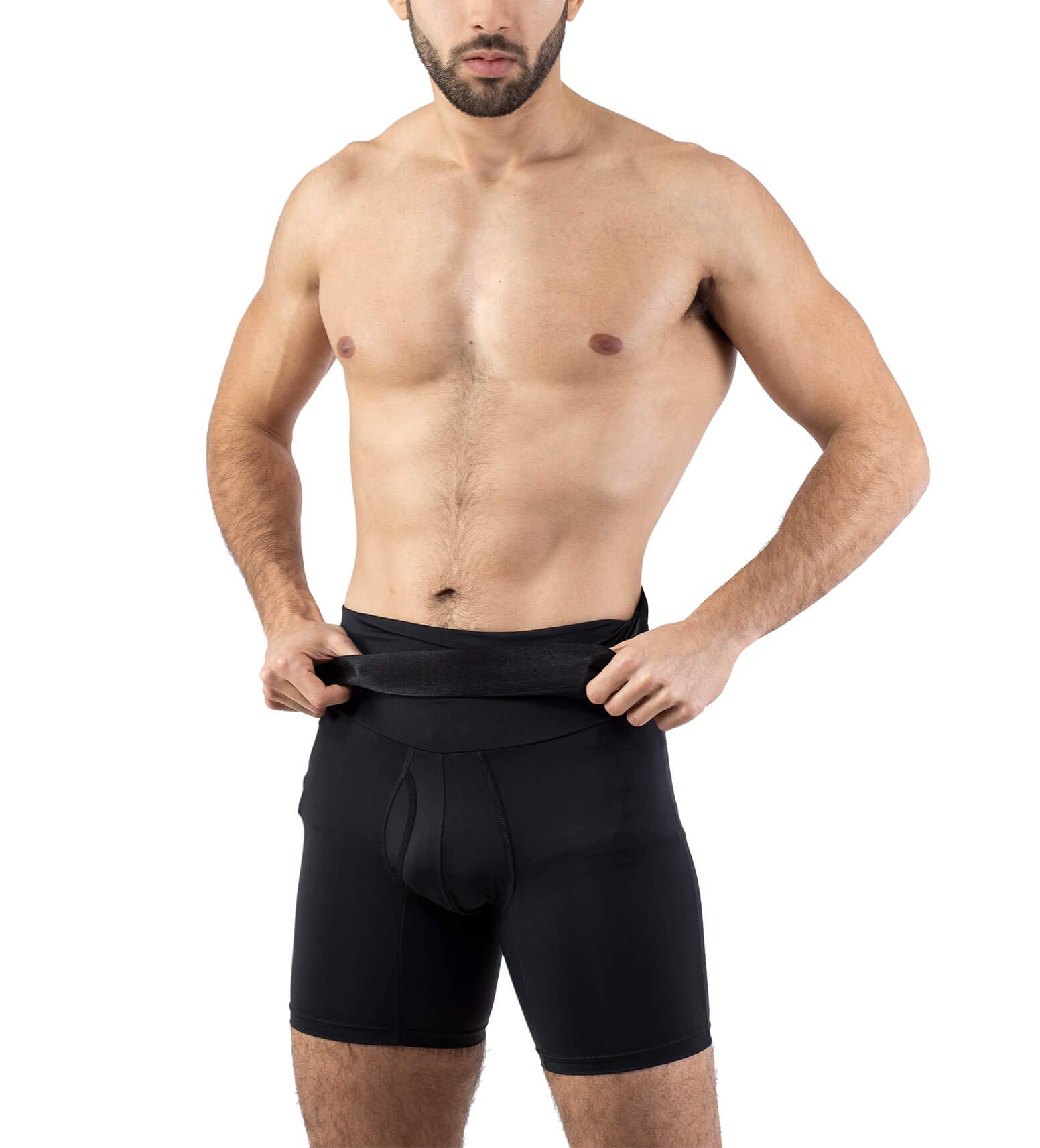 Kewlioo Men's Girdle Compression Shorts with Instant Slimming Effect & Breathable Fabric - High Waist Body Shaper Running Workout Fitness Compression Shorts Underwear Boxer Briefs - (Black, 2XL)