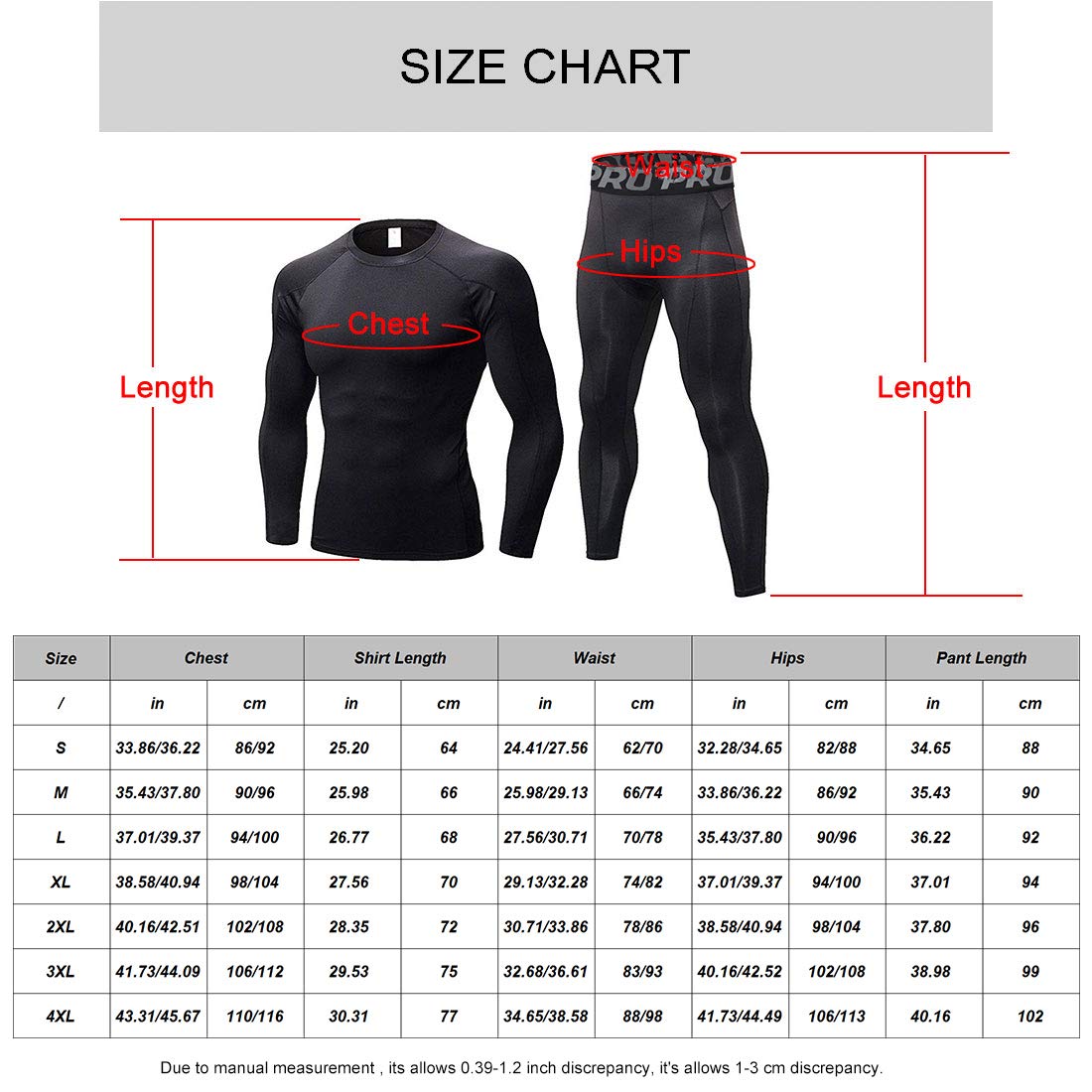 Mens Compression Set Long Sleeve Football Undershirts and Running Tights Cool Workout Baselayer Top & Bottom
